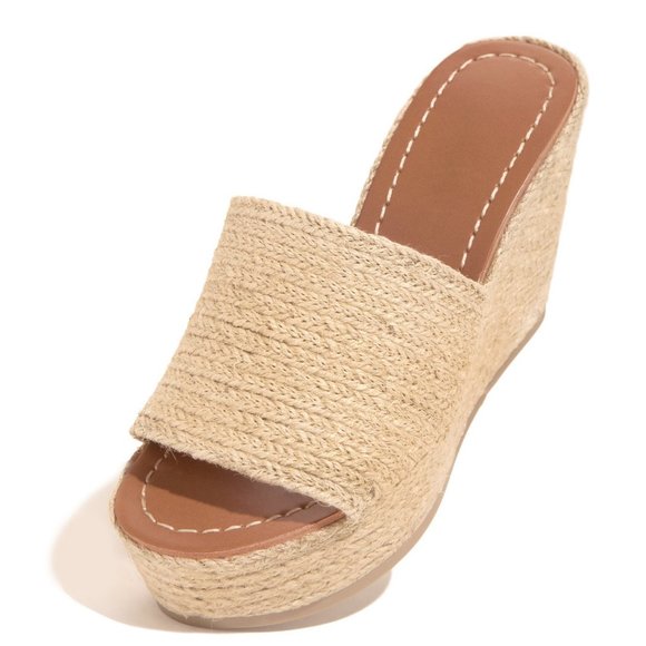 Soda | Shoes | New Natural Jute Raffia Open Toe Platform Wedge High ...